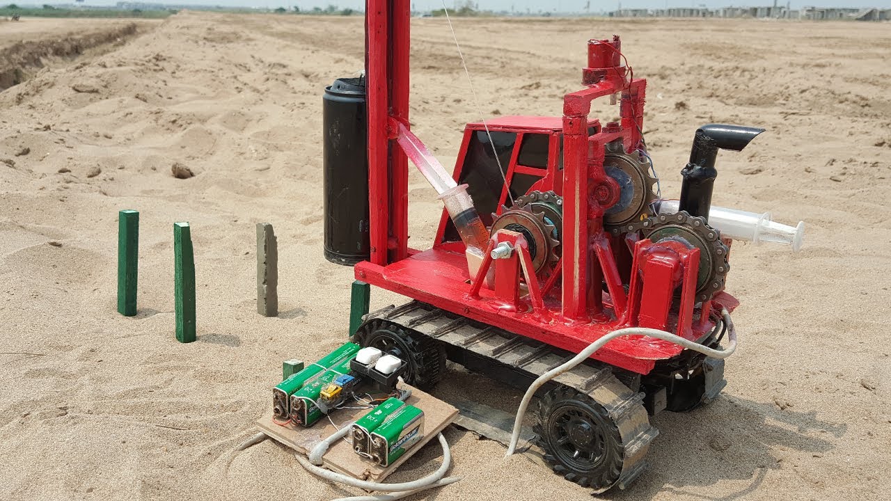 How to Make DC Motor Construction Vehicles Truck Project for Pile ...