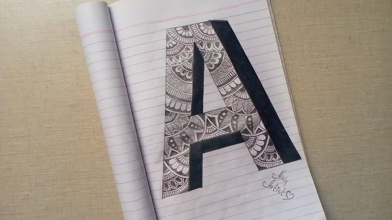 •AAG | A letter 3D Mandala Art | 3D letter mandala drawing #alphabet # ...