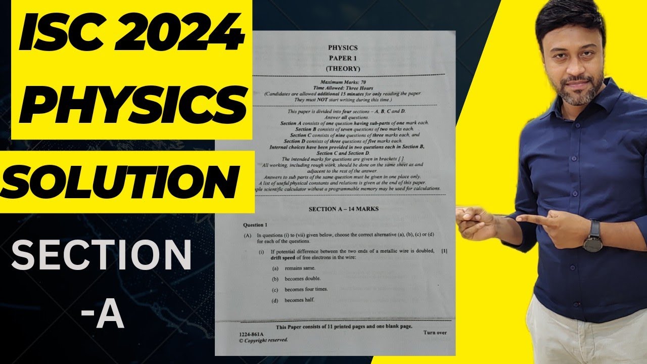 Physics 2024 ISC Board Paper Answer Key & solution | Section-A | ISC ...