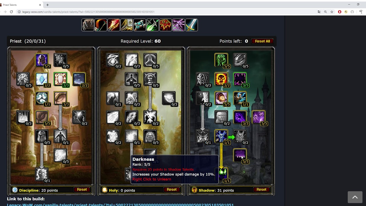 World of Warcraft Classic - Shadow Priest Open World Talents - YouTube