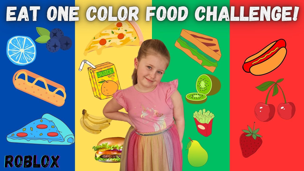 EAT ONE COLOR FOOD CHALLENGE GAME IN ROBLOX! LET'S EAT RAINBOW! CHOOSE ...