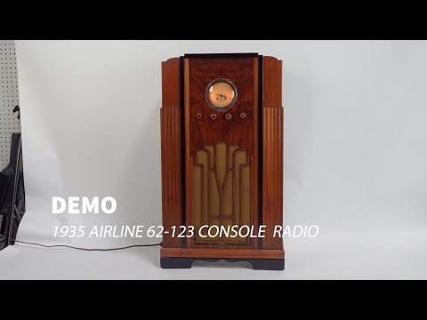 Demo of 1935 Airline 62-123 Art Deco Radio + Bluetooth Retrofit