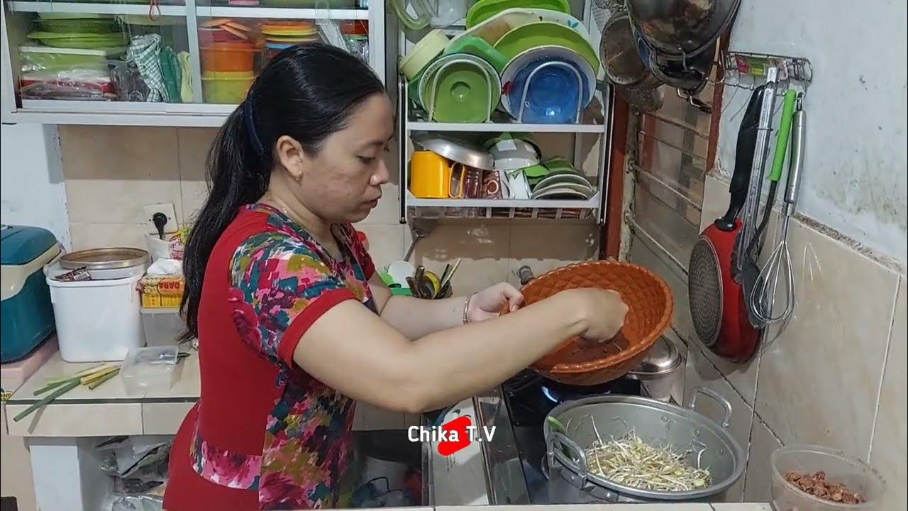 Chika pakai daster masak sayur ketewel bumbu pedas - YouTube
