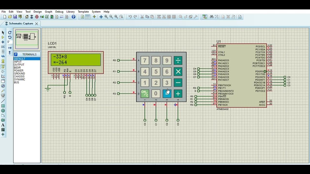 Calculator using Keypad and ATMEGA 32 microcontroler - YouTube