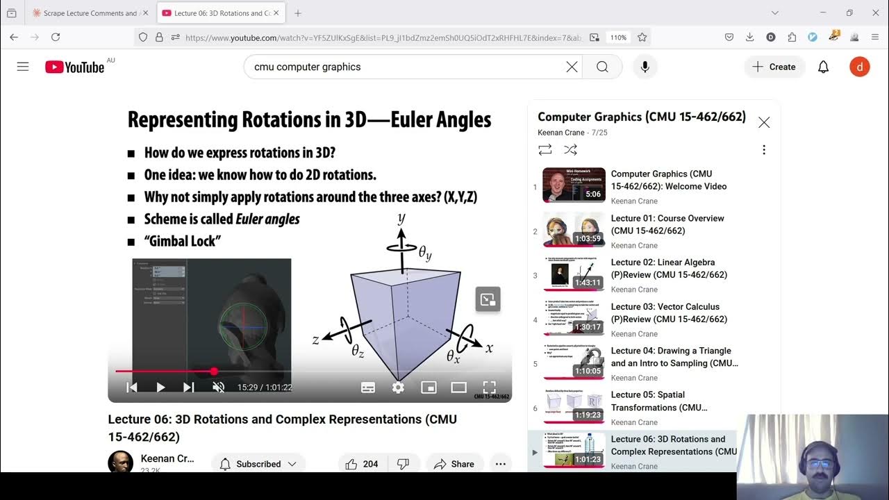 Lecture 06: 3D Rotations and Complex Representations (CMU 15-462/662) [Persian] - YouTube