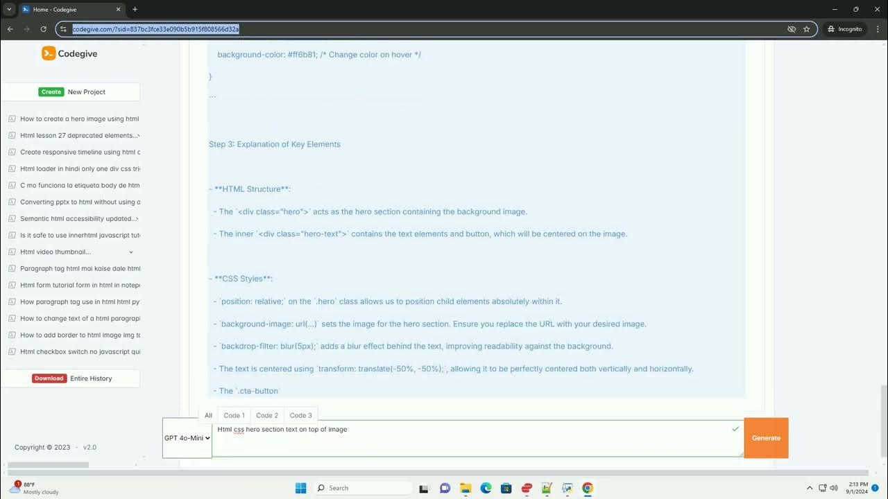 Html css hero section text on top of image - YouTube