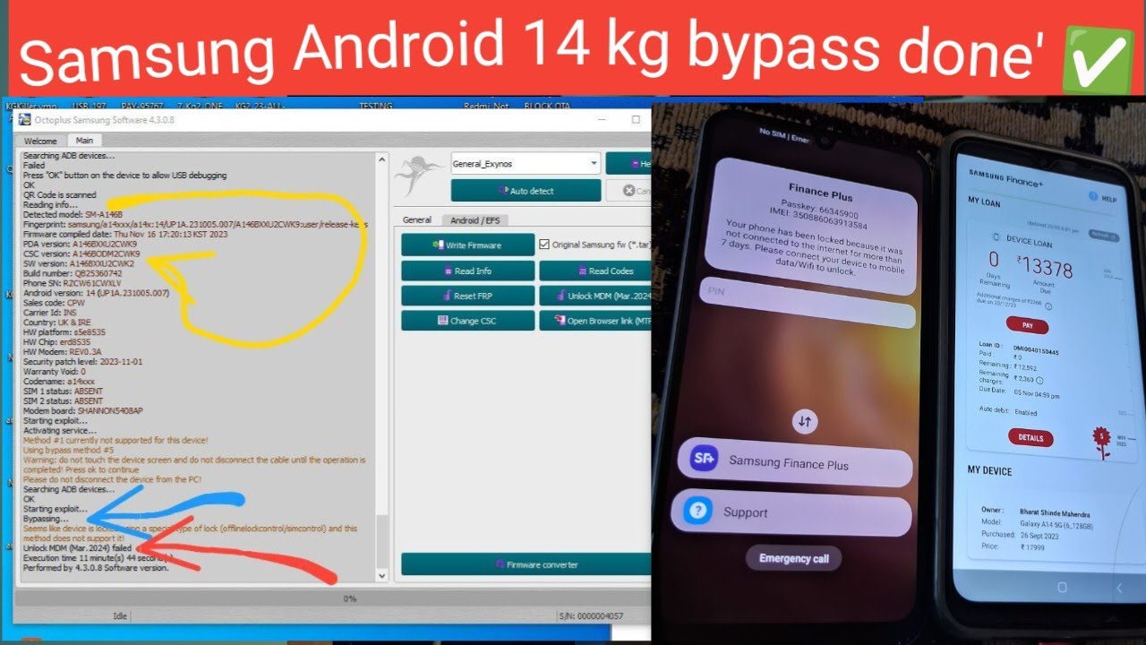Samsung Galaxy Android 14 successfully bypass kg remove done Android 14 ...