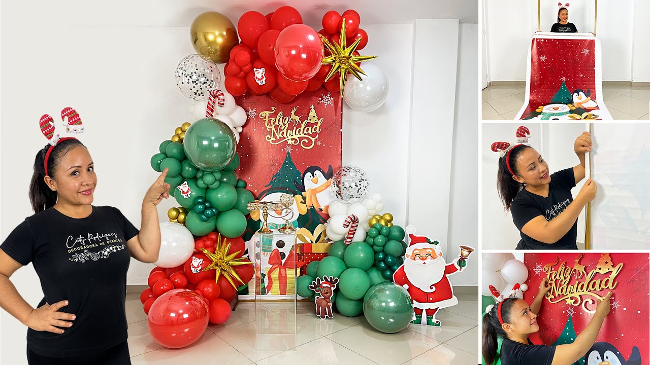 Como hacer un Arco de Globos para Navidad 🎅🏻 Decoración Navideña 🎁🎄 ...