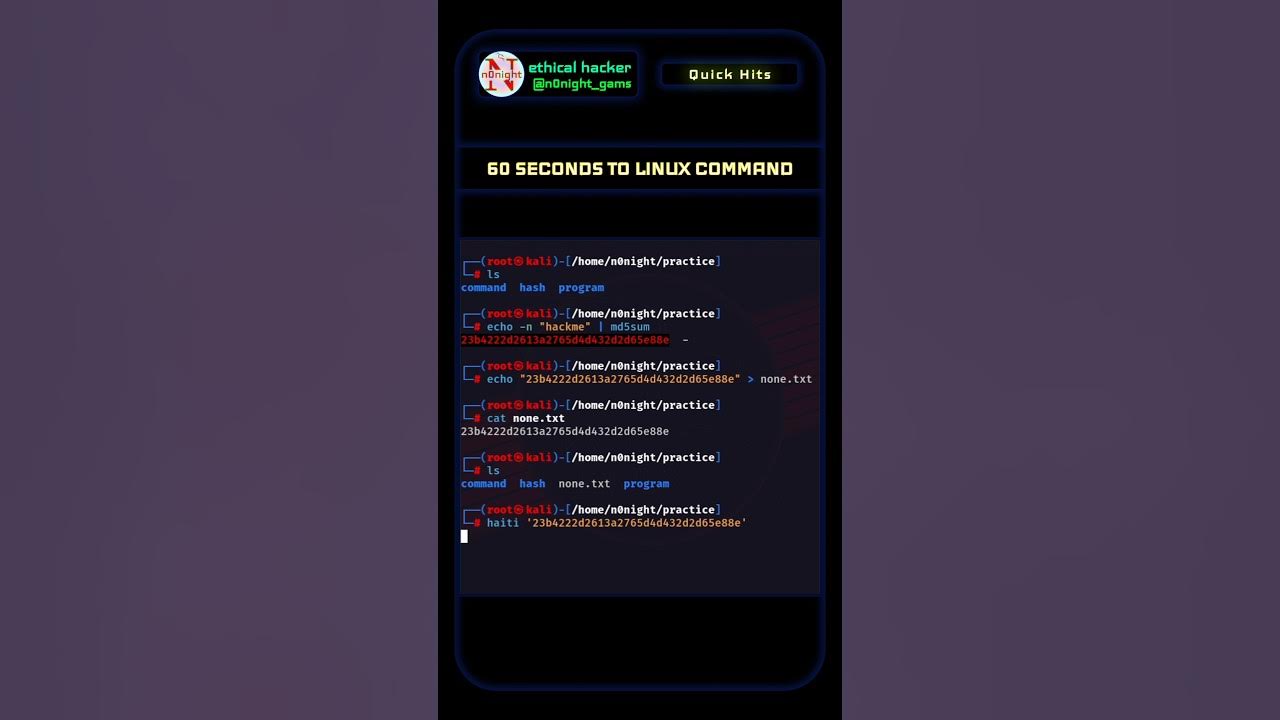 60 Second to Linux Command Part-2 #nonightgams #linuxcommands #kalilinux #linuxshorts # ...