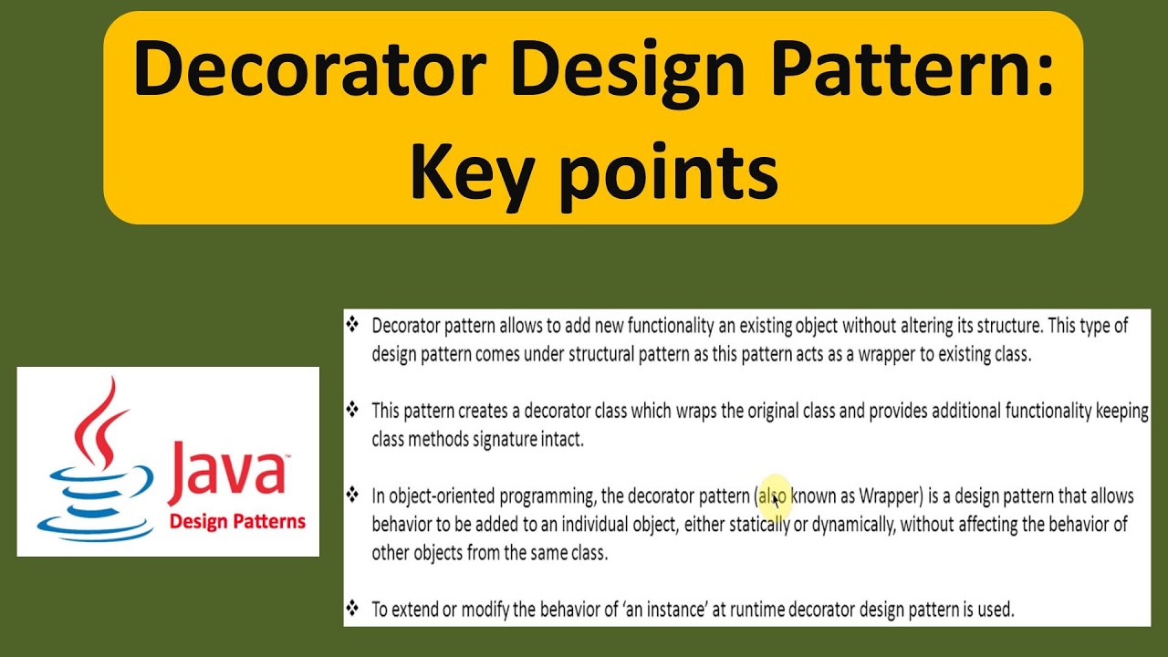 Decorator Design Pattern: Key points - YouTube