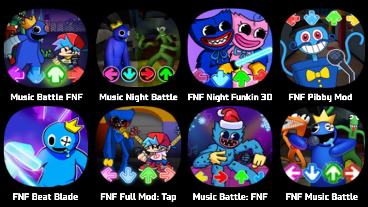 FNF Rainbow Friends, Music Night Battle, FNF Night Funkin 3D, FNF Pibby ...