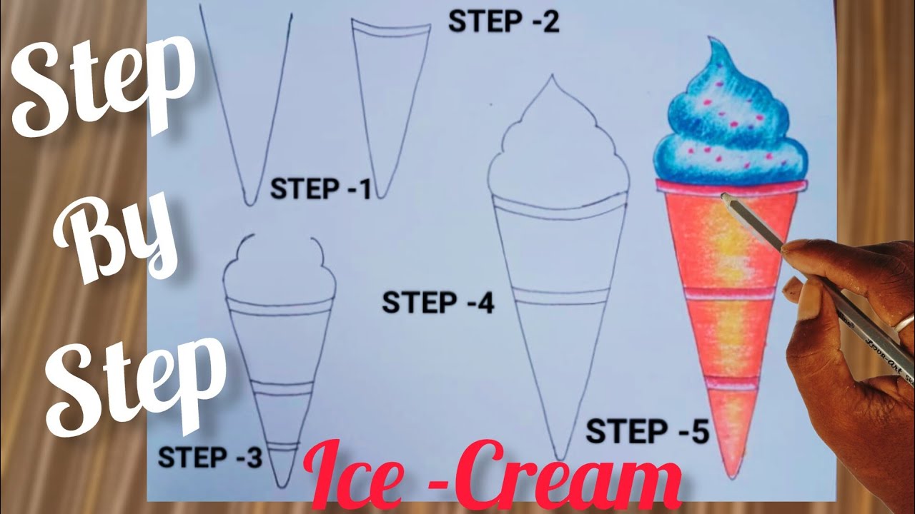 Cute Ice cream drawing || How to draw ice cream step by step ...