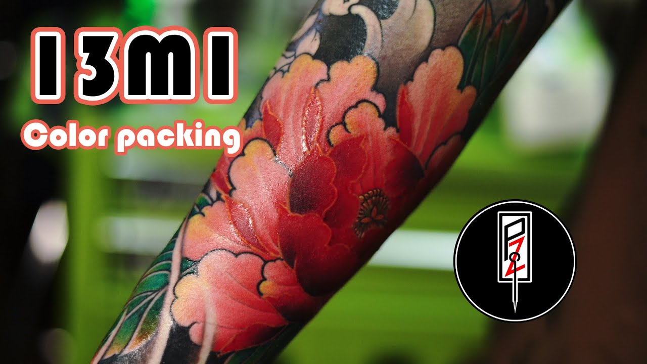 Tattoo Real - Time : Japanese color packing - ລົງສິດອກໄມ້ [ลงสีดอกไม้ ...