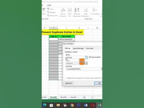 Prevent Duplicate Entry In Excel #shorts #excel #exceltutorial #exceltips #msexcel #reels #viral ...