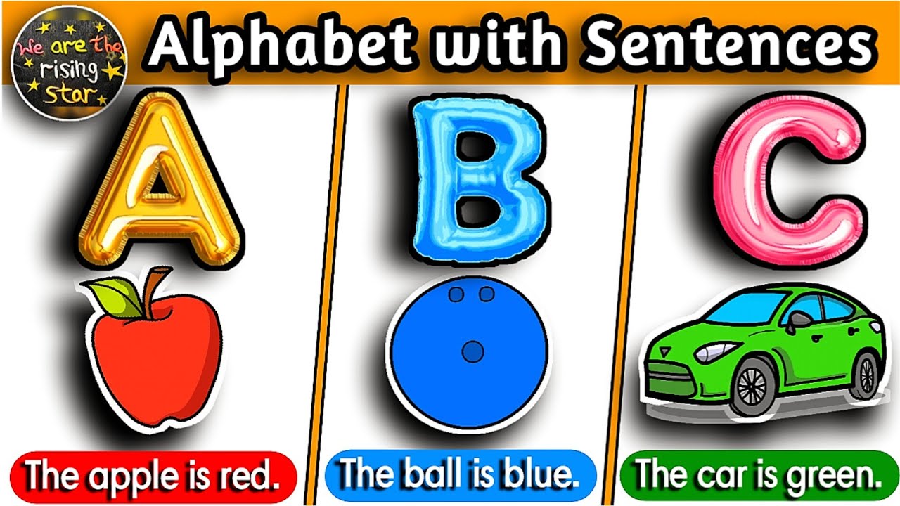Alphabet with Sentences | Colors | The apple is red | Simple Sentences ...