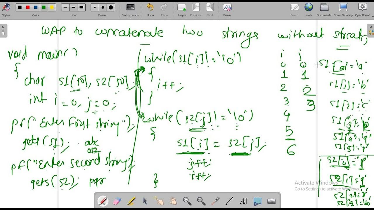 C Lecture 27: Program to concatenate string, comparison of strings - YouTube