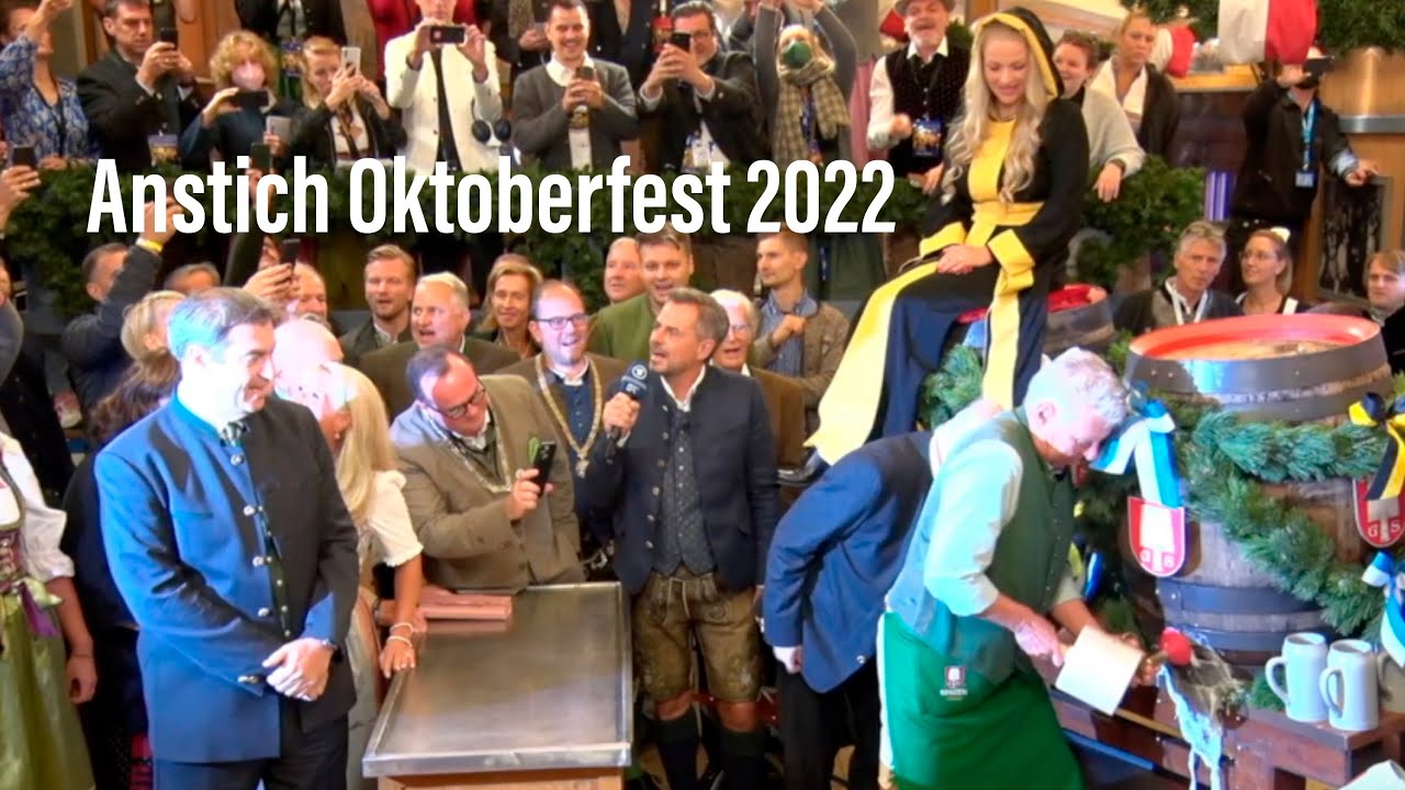 Oktoberfest Anzapfen 2022 in der Schottenhamel Box mit 3 Schlägen am 17 ...