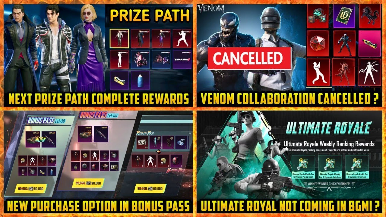 🔴 New PRIZE PATH Complete Rewards BGMI | Venom Collaboration Cancelled ...