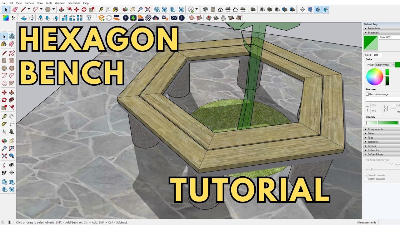 SKETCHUP TUTORIAL | HOW TO MAKE OUTDOOR HEXAGON BENCH FURNITURE - YouTube