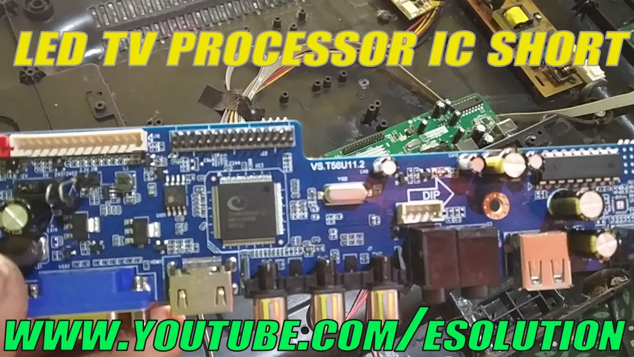 led tv mother board processor ic short - YouTube