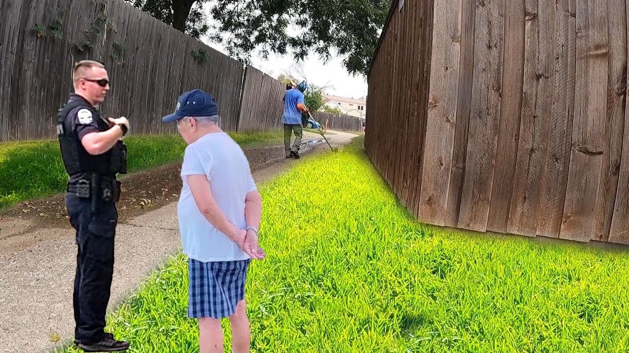 ANGRY neighbor CONFRONTS me and CALLS the COPS while cleaning a yard ...