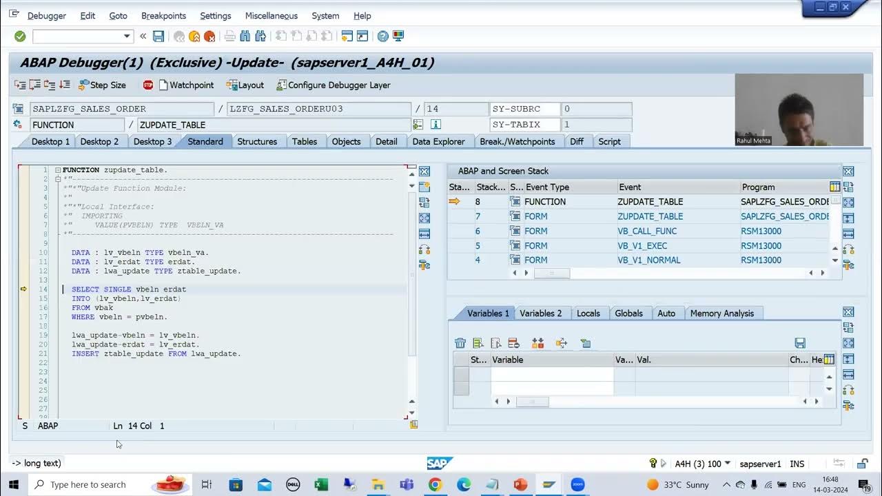 48 - Additional ABAP Concepts - Update Function Module - Update Debugging - YouTube
