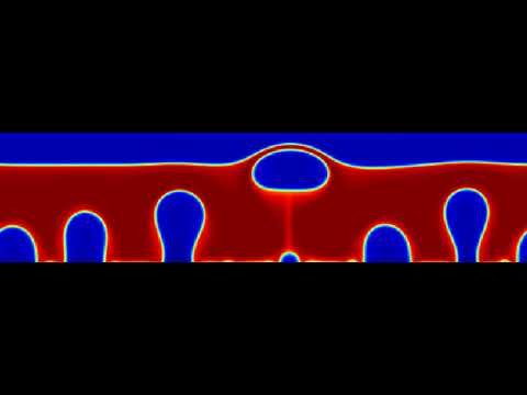 Nucleate pool boiling by lattice Boltzmann simulation - YouTube