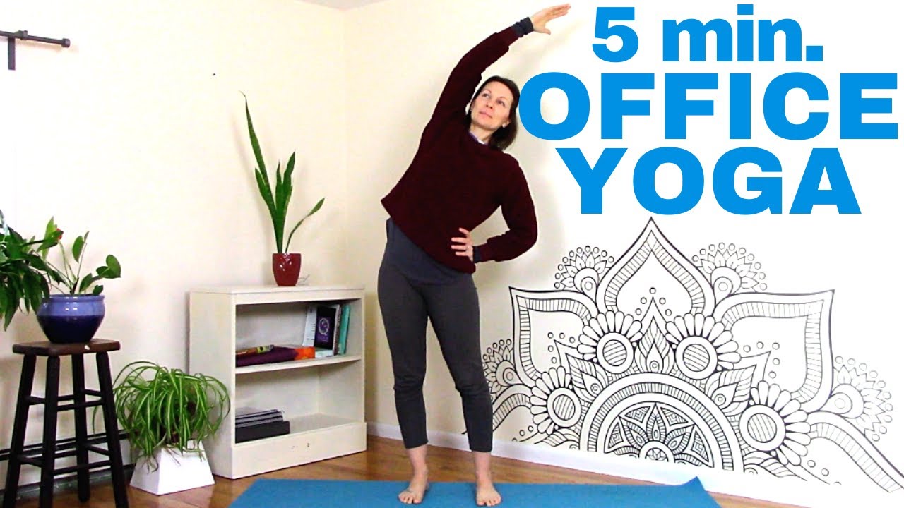OFFICE YOGA | Work From Home Stretch | 5 Minute Stretch | Tina's Yoga ...