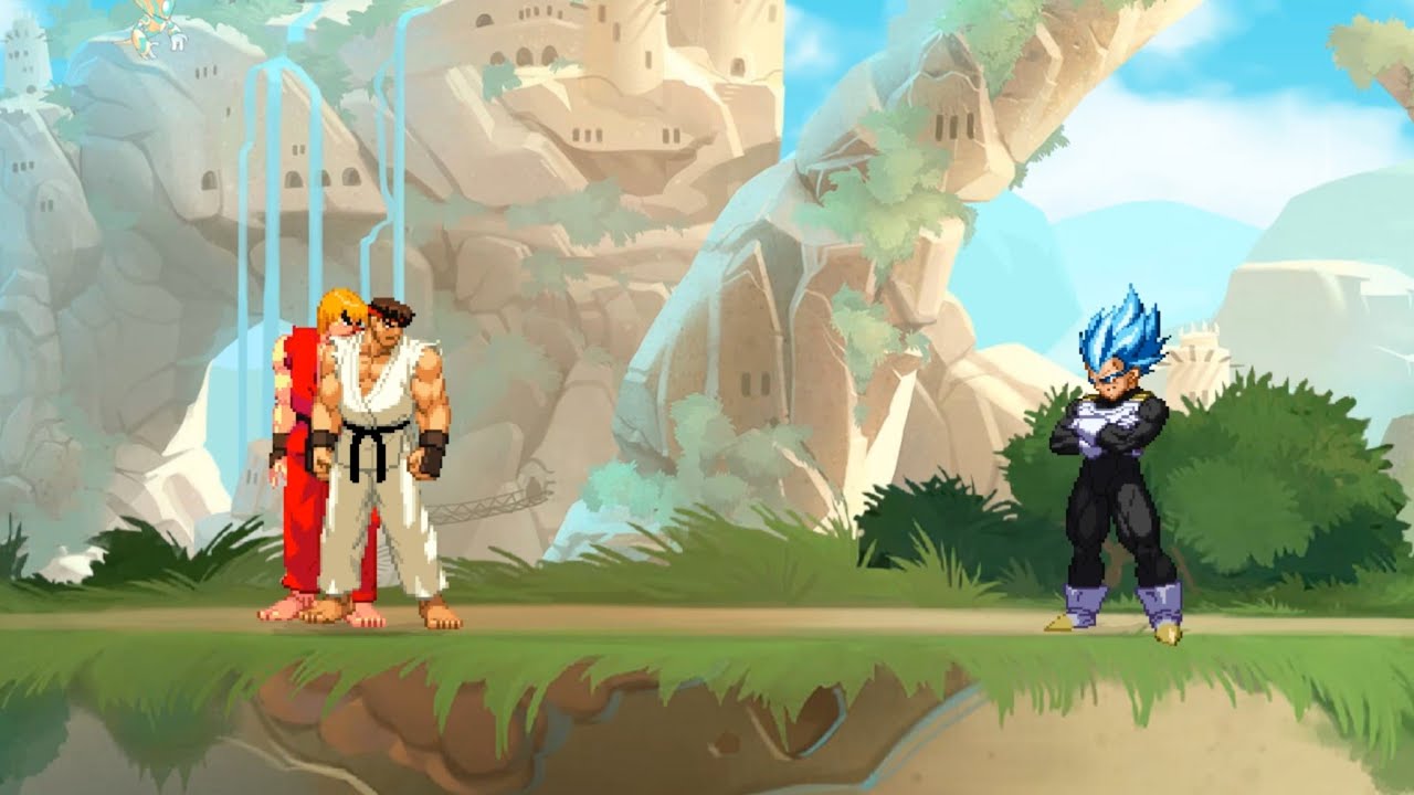 RYU/KEN MASTER vs VEGETA SSJ BLUE - The most epic fight ever made ...
