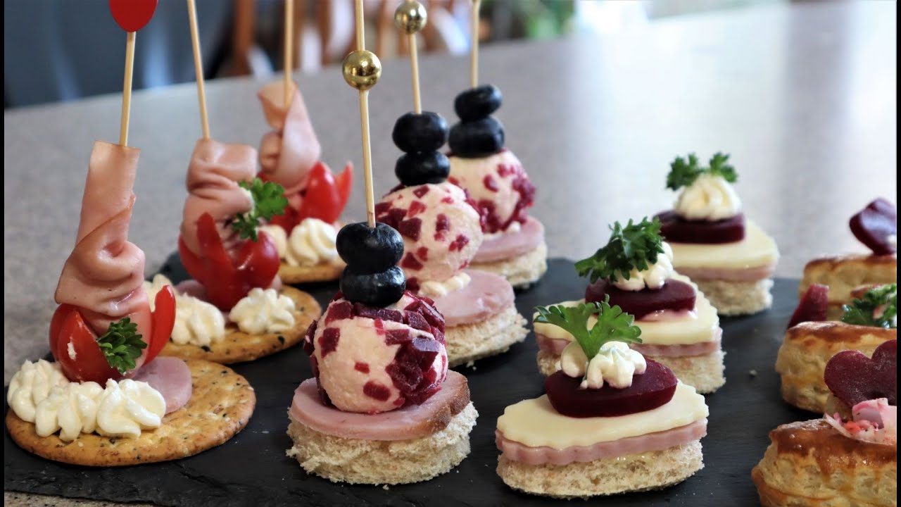 Valentine's Day Party Canapes / Appetizers / Chana's Creations - YouTube