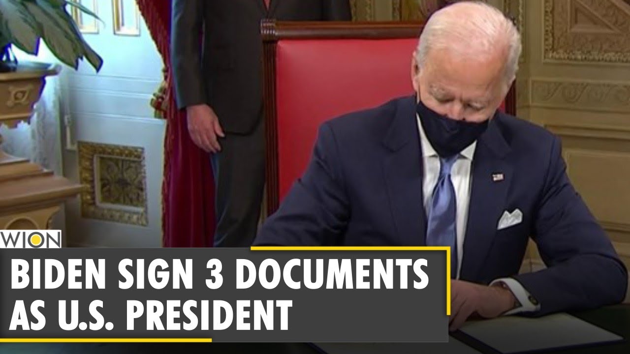 46th U.S. President Joe Biden participates in the signing ceremony at ...