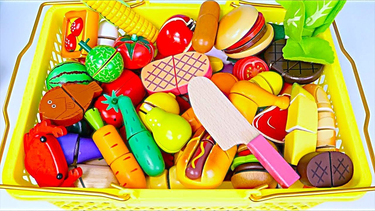 Cutting Wooden & Plastic Fruit Vegetables, Cutting Durian, Watermelon, Satisfying Video ASMR ...