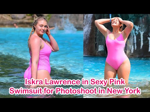 Iskra Lawrence in Sexy Pink Swimsuit for Photoshoot in New York
