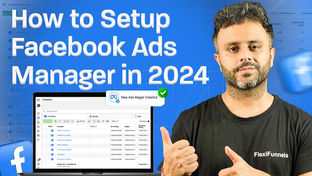 Facebook ad manager setup for a new profile - YouTube