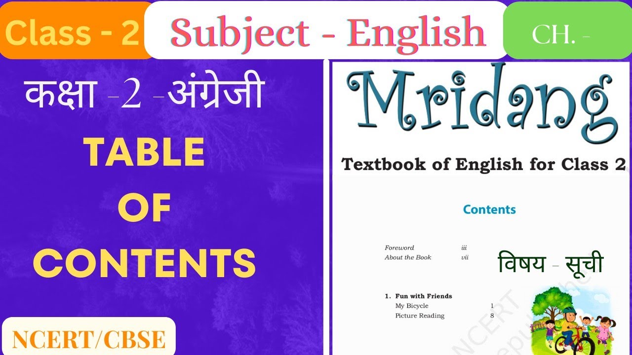 Table of Contents of class -2|| NCERT ||CBSE || कक्षा -2 की विषय-सूची ...