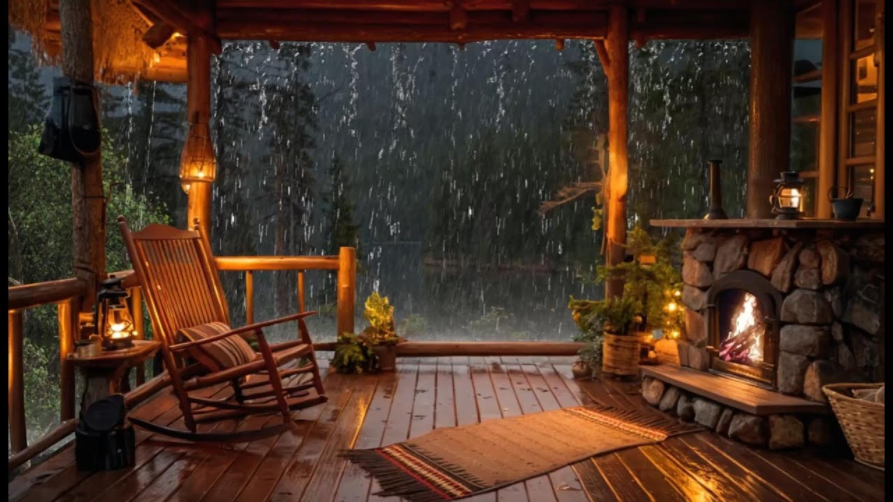 Relaxing Rain Sounds in a Warm, Cozy Cabin with Fireplace - YouTube