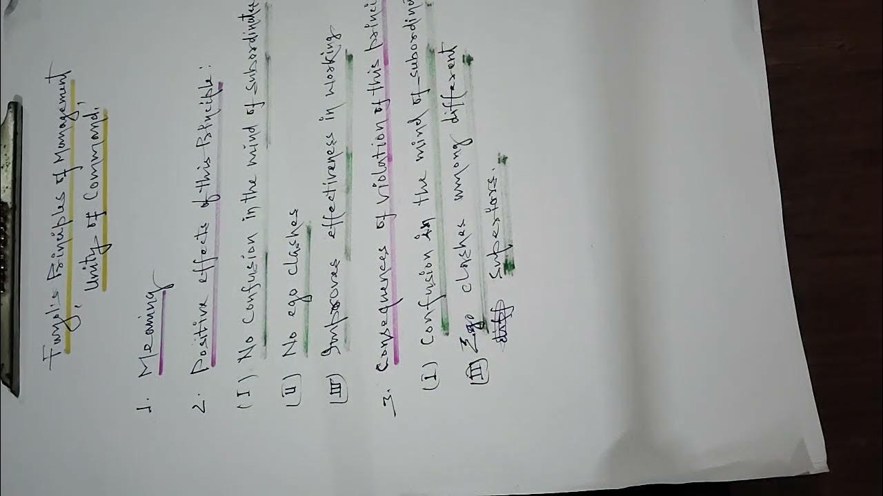 Fayol's Principles of Management - 'Unity of Command ' - YouTube