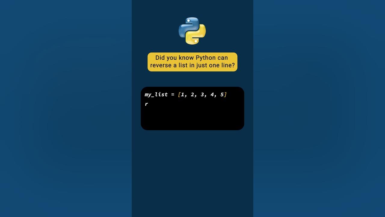 Did You Know Python Can Reverse A List In Just One Line Learnpython Programming Pythontips