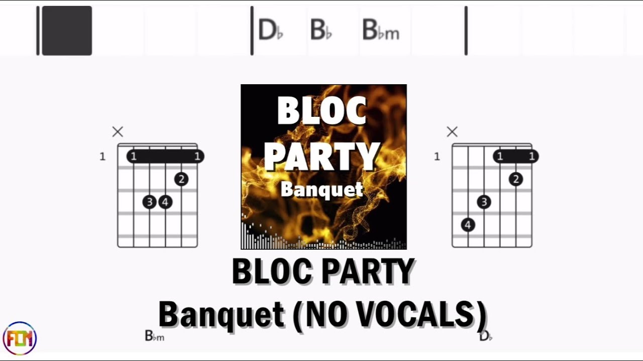 BLOC PARTY Banquet NO VOCALS FCN GUITAR CHORDS & LYRICS - YouTube