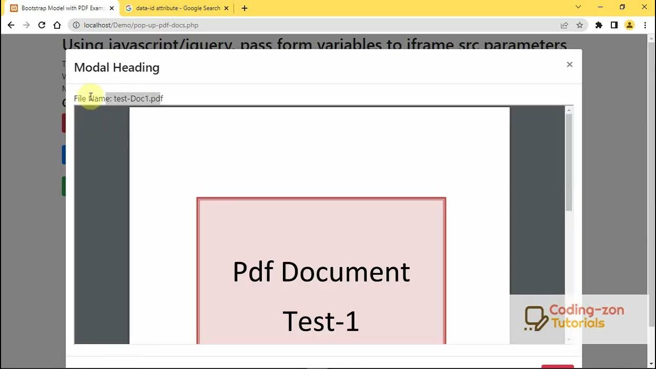Opening PDF in Bootstrap popup modal - YouTube