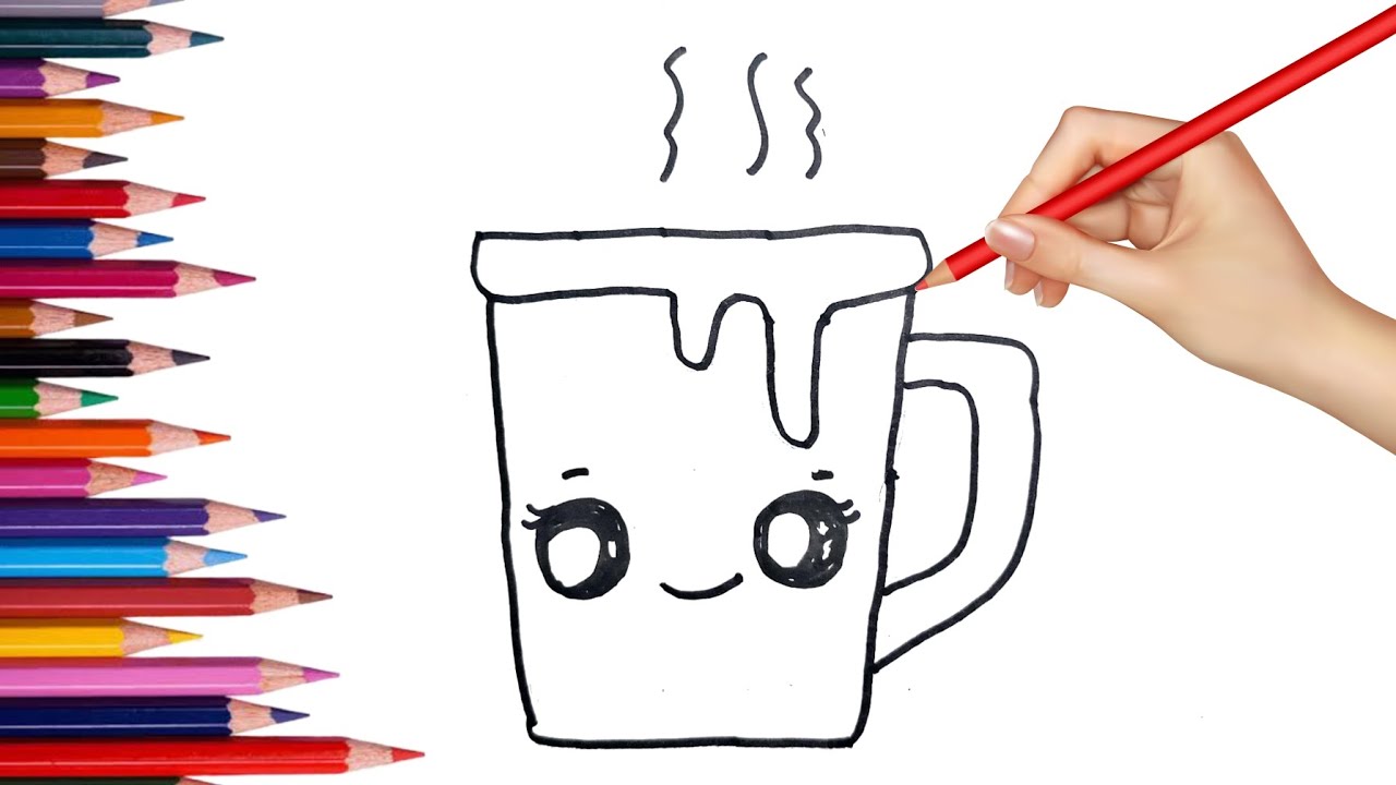How to draw a coffee cup, hot coffee drawing easy - YouTube