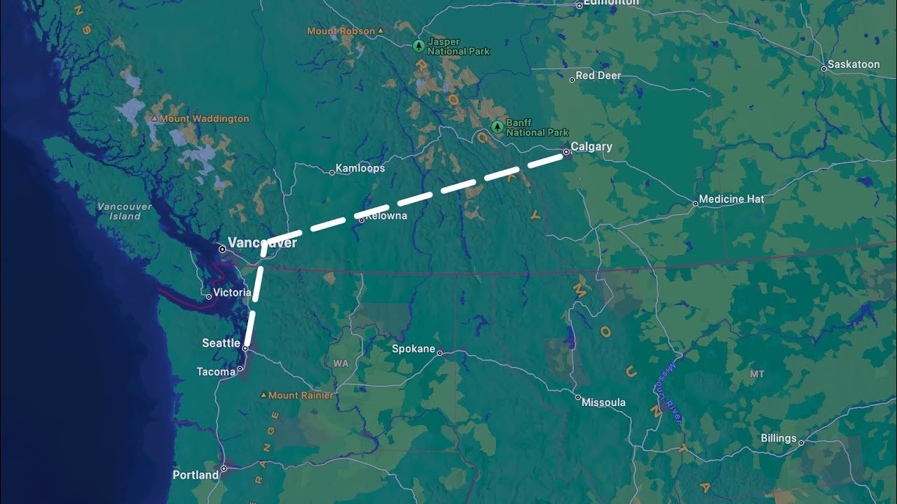 Seattle to Calgary with a low level flight through The Rockies (KSEA ...