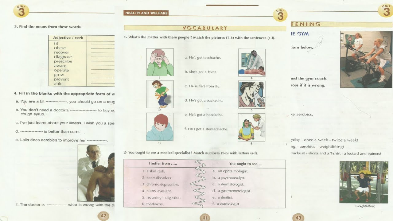 Ticket To English Unit 3: Health & Welfare "Page 41-42-43" 1st bac اولى ...