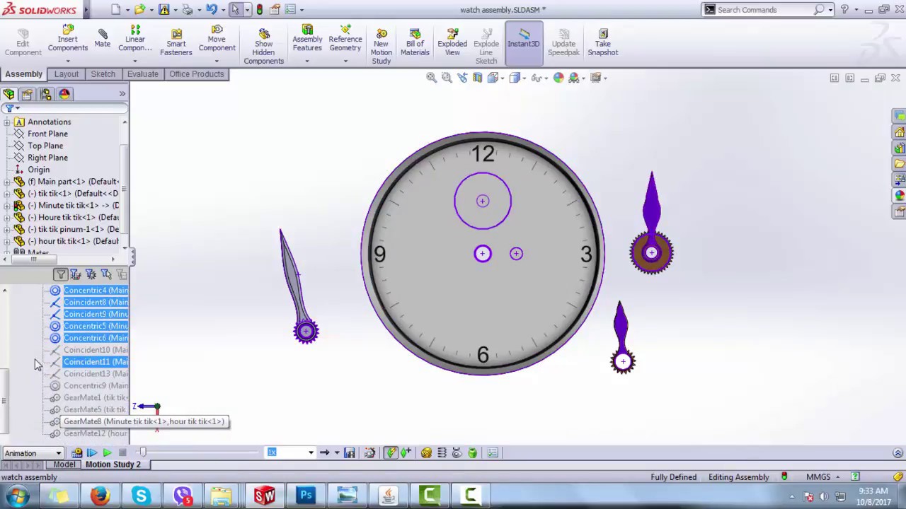 Solid works animated clock I Animated clock design - YouTube
