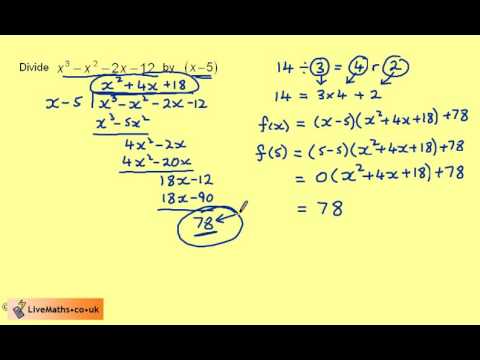 Year 10A Remainder Theorem Intro eg1 - YouTube
