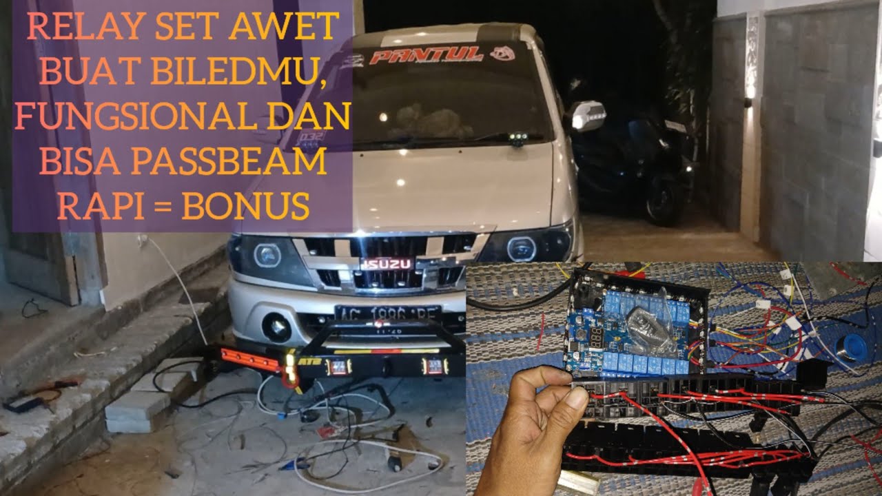 ngeset relay +modul matrix 12ch isuzu panther - YouTube