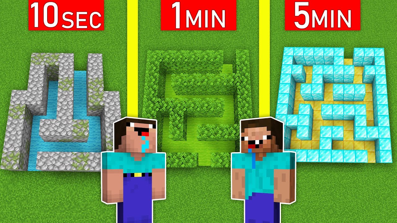 NOOB vs PRO: HARD MAZE BUILD CHALLENGE Minecraft ! Noob and Pro ...