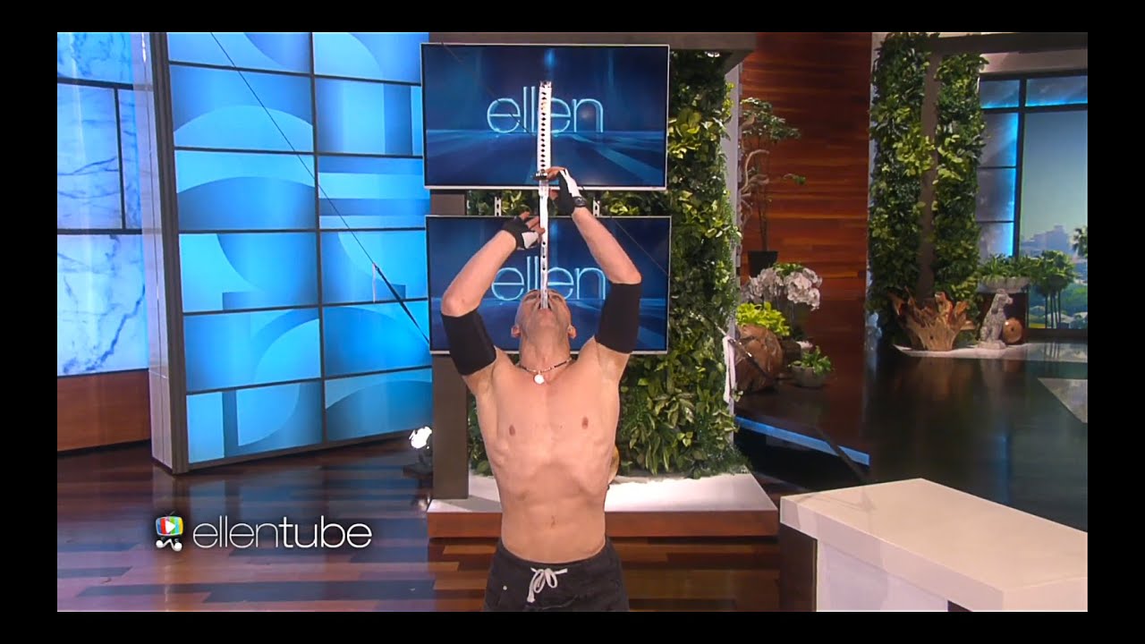 MOST DANGEROUS ELLEN SHOW. Sword Swallower Alex Magala - YouTube