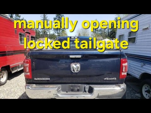 Ram 2500 How to open a locked power tailgate without power 2019 - YouTube