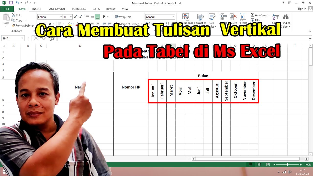 Cara Membuat Tulisan Vertikal pada Tabel di Ms Excel - YouTube